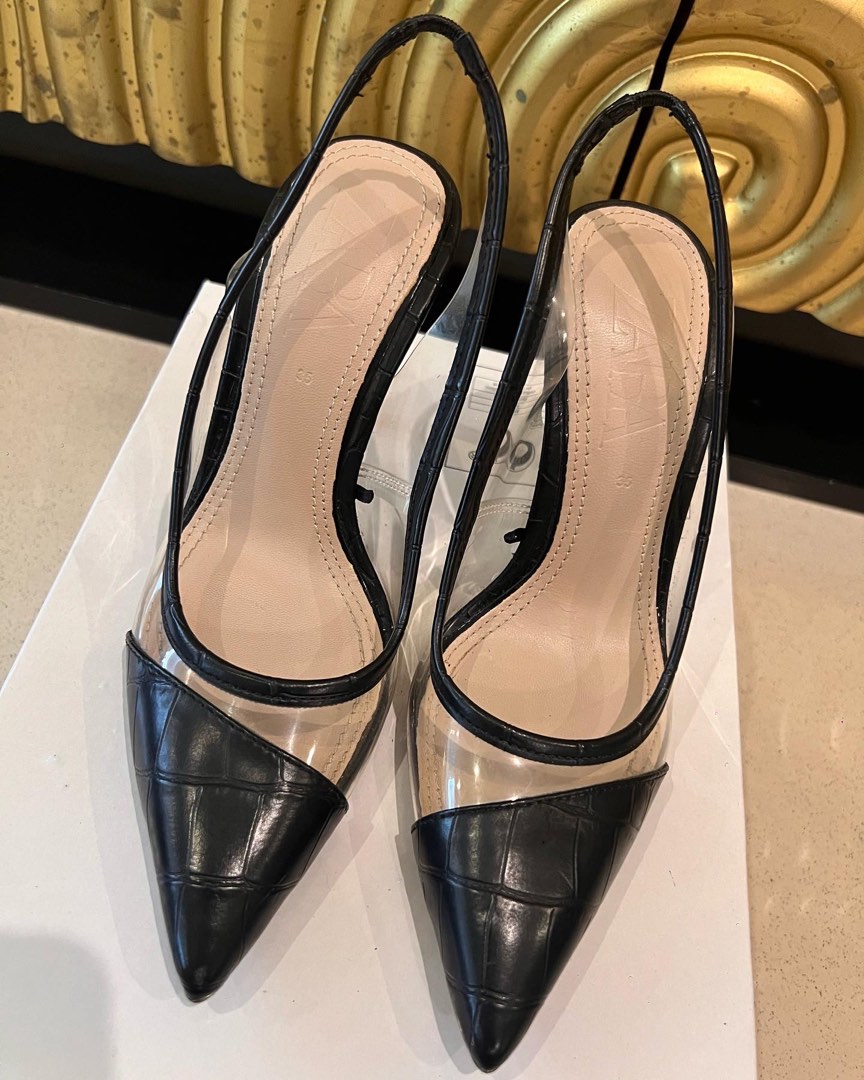 Zara black croc heels, Women's Fashion, Footwear, Heels on Carousell