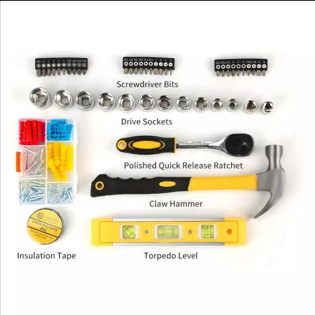 108 pieces tools set - screwdriver, socket, hammer, wrench, ratchet ...