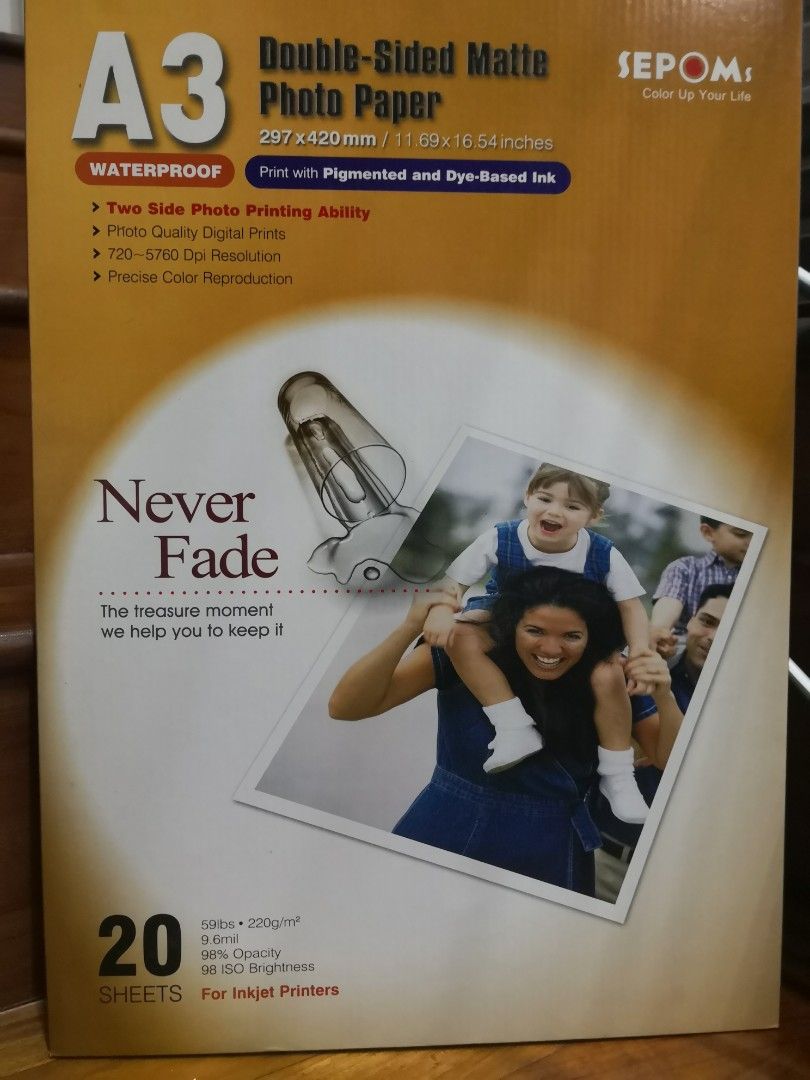 20 pieces A3 Matte Photo Paper double sided, Hobbies & Toys, Stationery ...