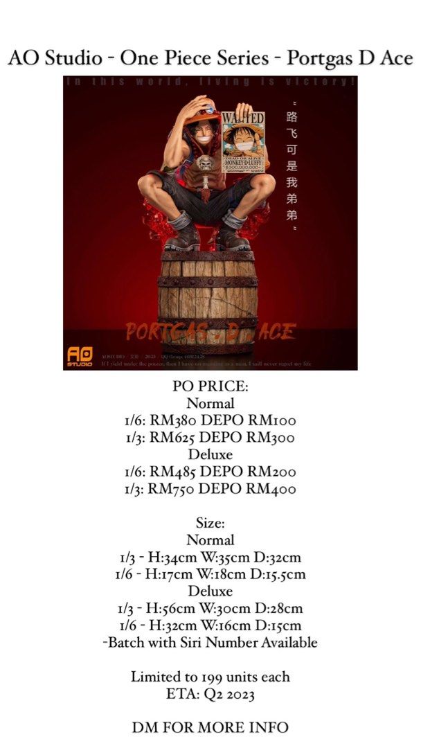 AO Studio - One Piece Series - Portgas D Ace, Hobbies & Toys, Toys ...