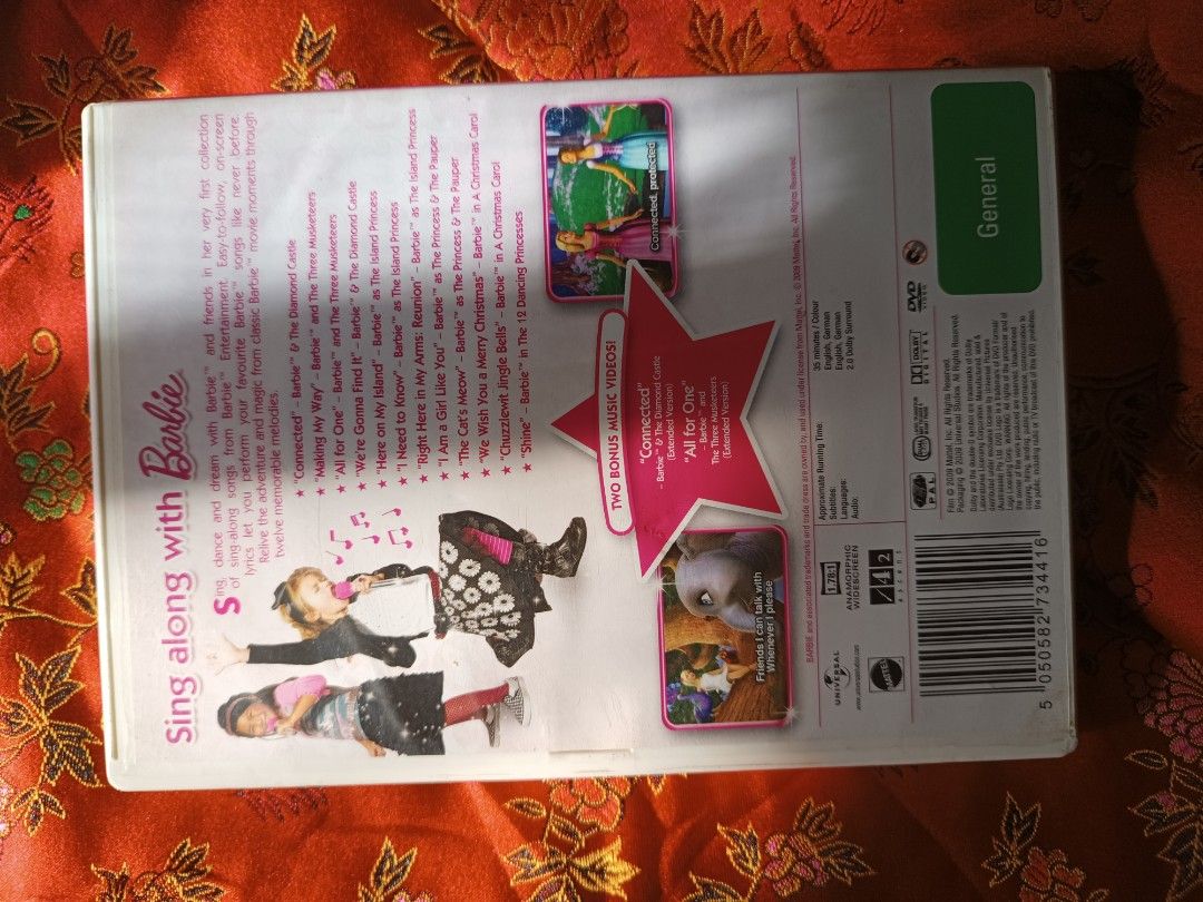 Barbie SING ALONG DVD barbie movie songs karaoke, Hobbies & Toys, Music ...