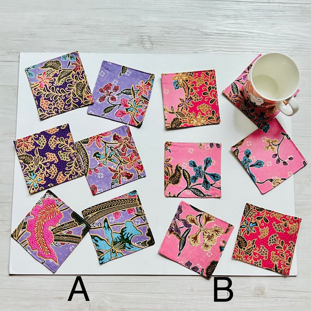 Batik Fabric Coasters Handmade in Singapore, Hobbies & Toys, Stationery ...