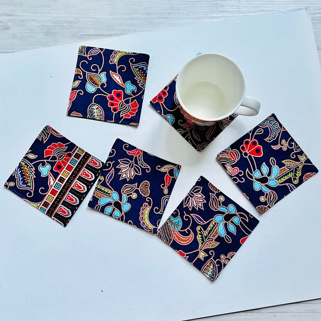 Batik Fabric Coasters Handmade in Singapore, Hobbies & Toys, Stationery ...