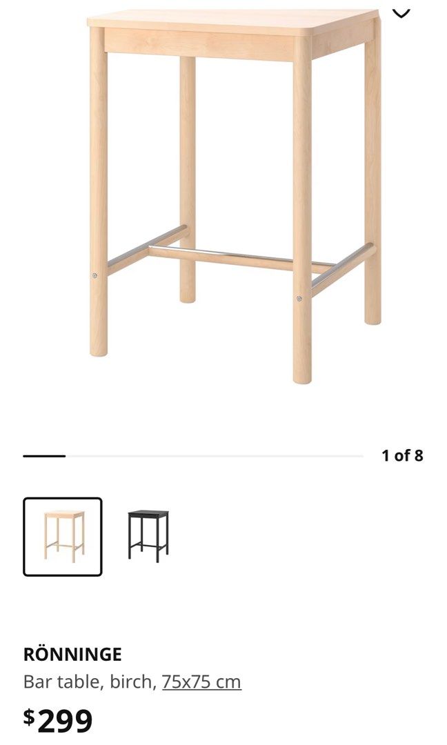 Birch IKEA Ronninge High/Bar table, birch 75x75cm (1 for $80, 2 for ...