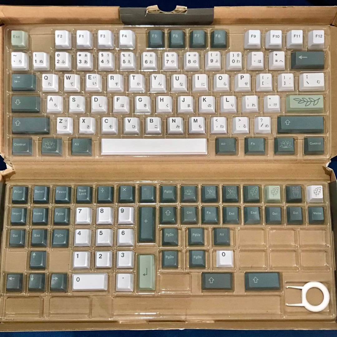 Botanical Keycaps 120 keys (Green + White) Mechanical Keyboard ...