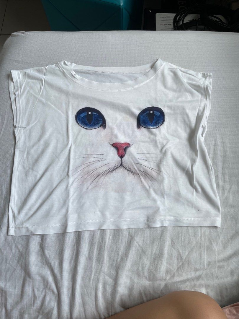 cat crop top, Women's Fashion, Tops, Shirts on Carousell