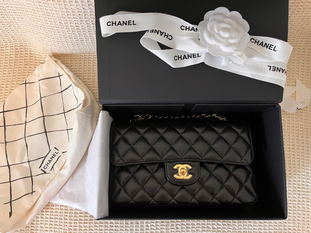 Chanel Classic Flap CF Small Gold Hardware GHW Cavier, Luxury, Bags ...