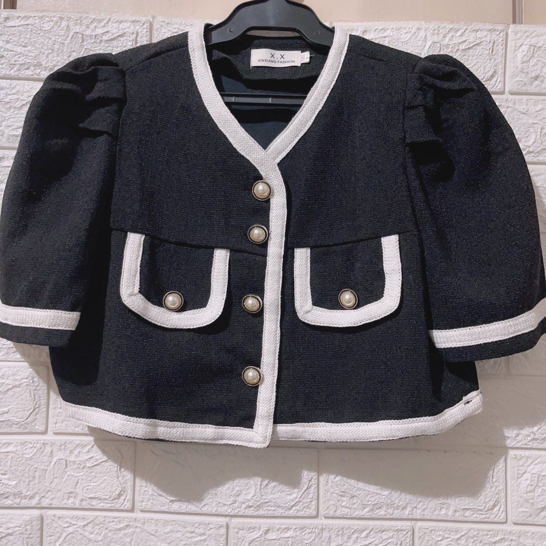 Chanel inspired tweed coords blouse and skirt on Carousell