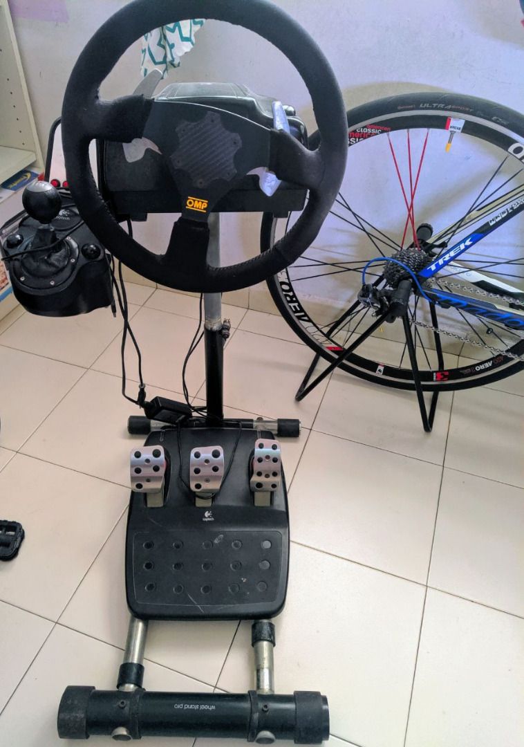 COMPLETE LOGITECH G27 WITH GENUINE OMP RACING WHEEL AND WHEEL PRO STAND ...