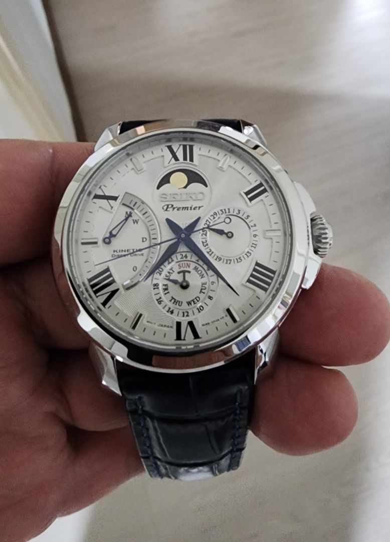 Description: SEIKO Premier Gents Kinetic Direct Drive Moonphase ...