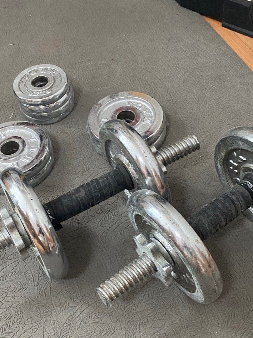 18kg premium rubber Dumbbell set, Sports Equipment, Exercise & Fitness ...