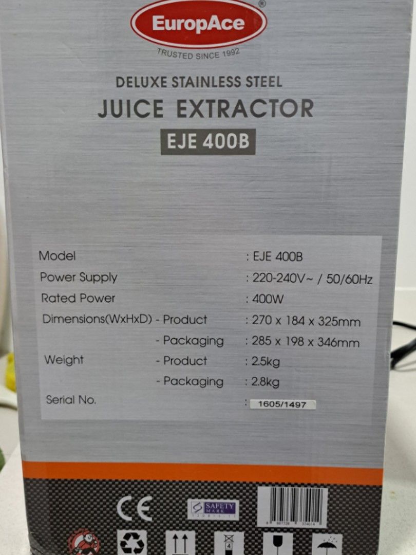 EuropAce Juice Extractor 400B, TV & Home Appliances, Kitchen Appliances, Juicers, Blenders ...