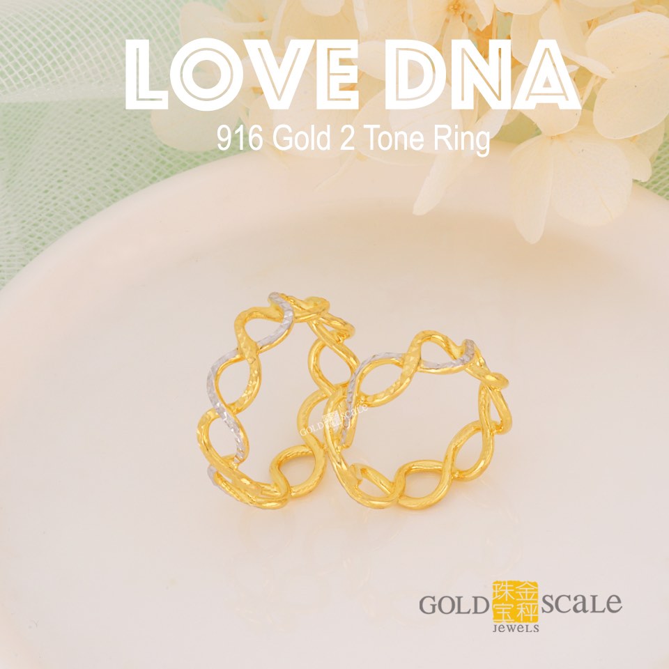 Gold Scale LOVE DNA 916 Gold 2 Tone Ring, Women's Fashion, Jewelry ...
