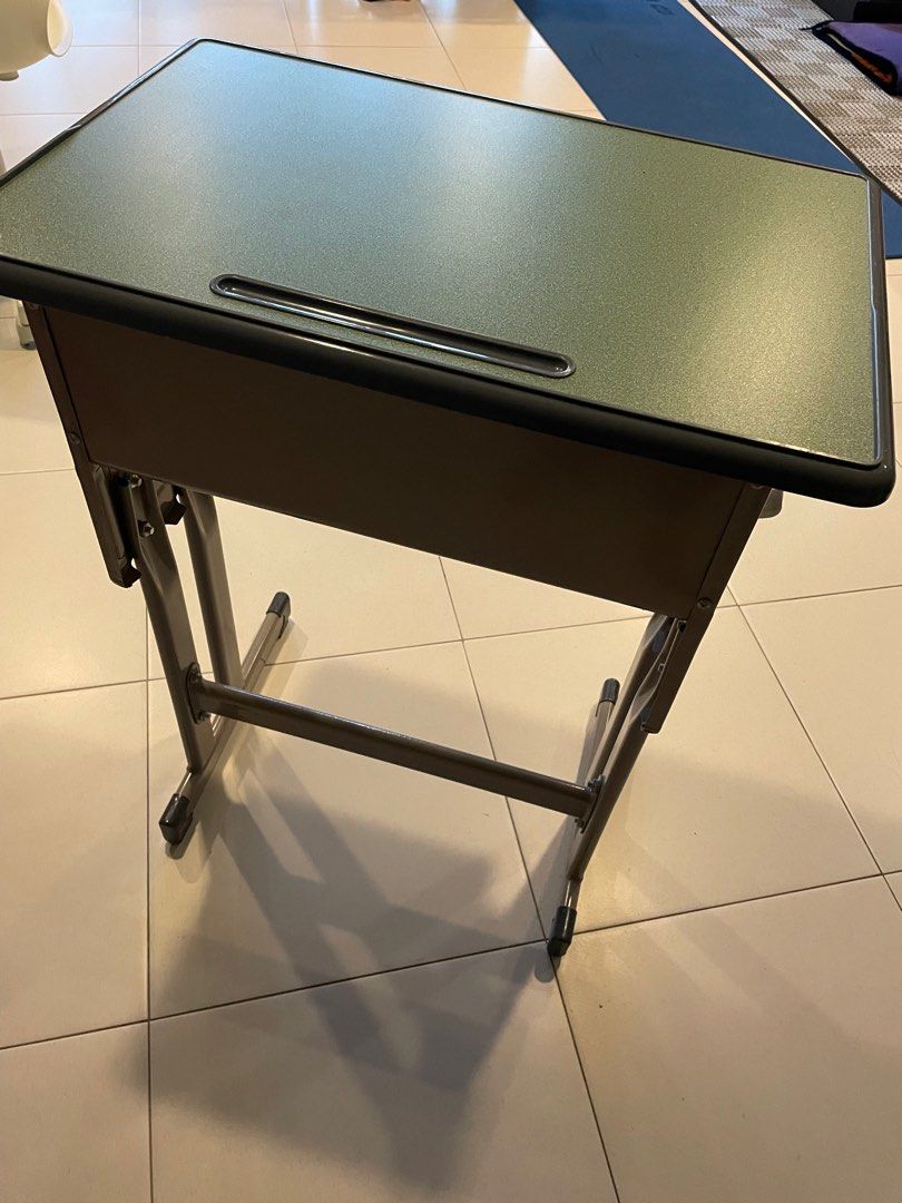 NEGOTIABLE Green sturdy metal study table & chair, Furniture & Home ...