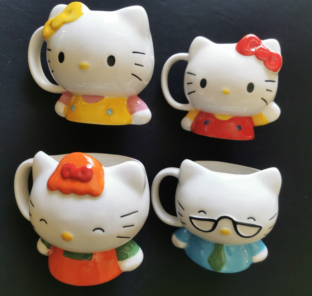 Hello Kitty 4 beautiful ceramic mugs Sanrio 2004 on Carousell
