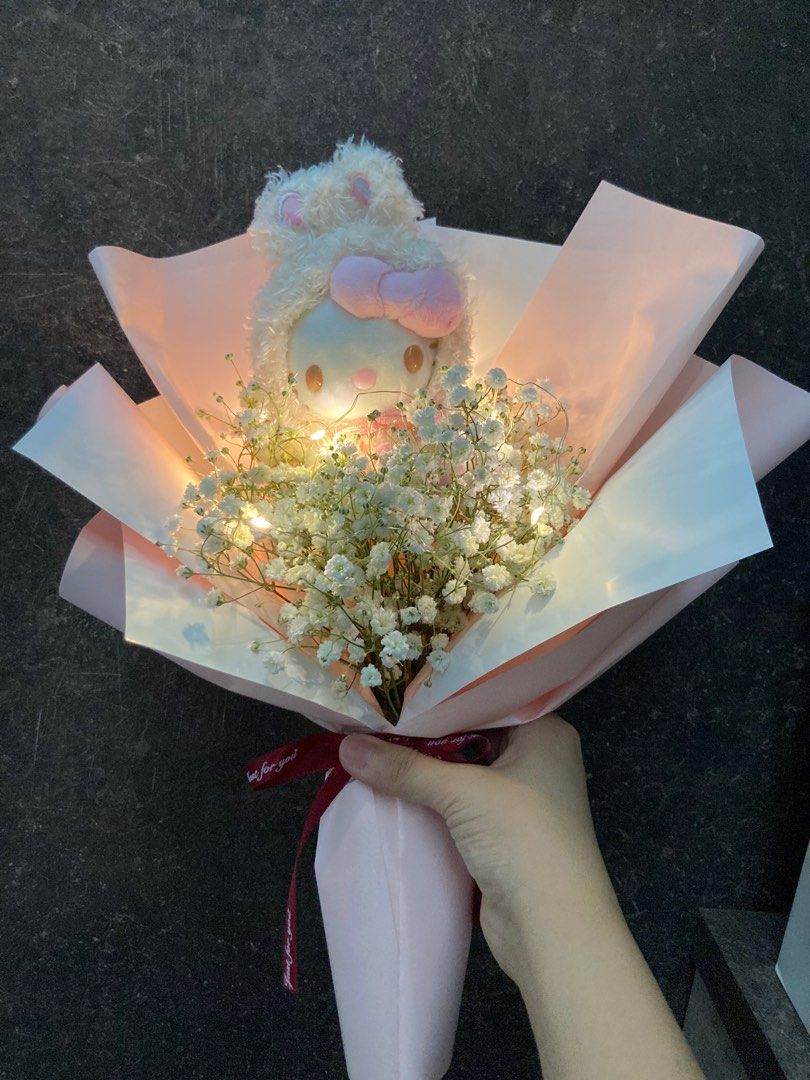 Hello Kitty Baby Breath Flower Bouquet/ Birthday Graduation Party ...