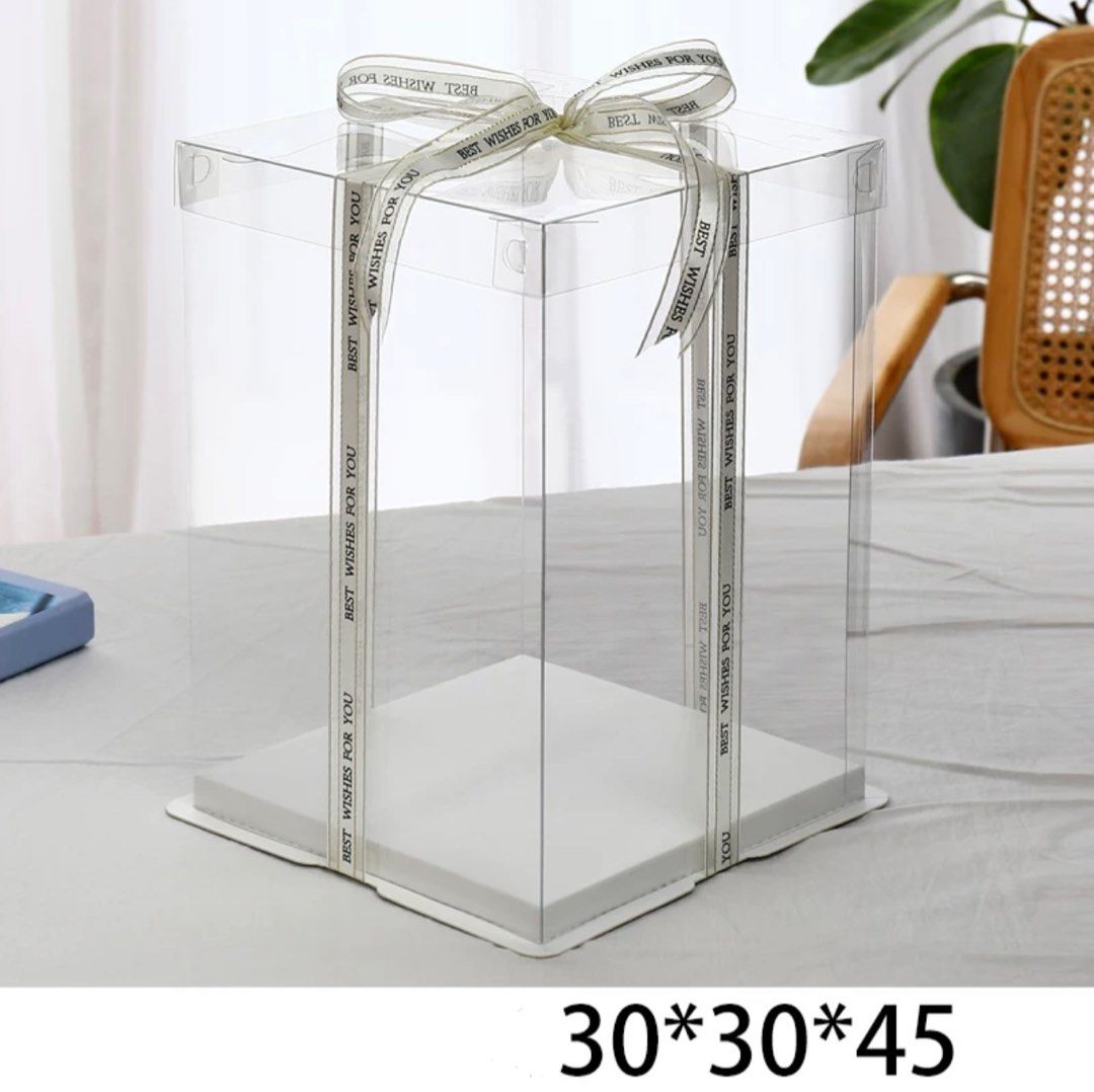 INSTOCK Tall Transparent Cake Box Gift Box Diaper Cake Box Hamper Box ...