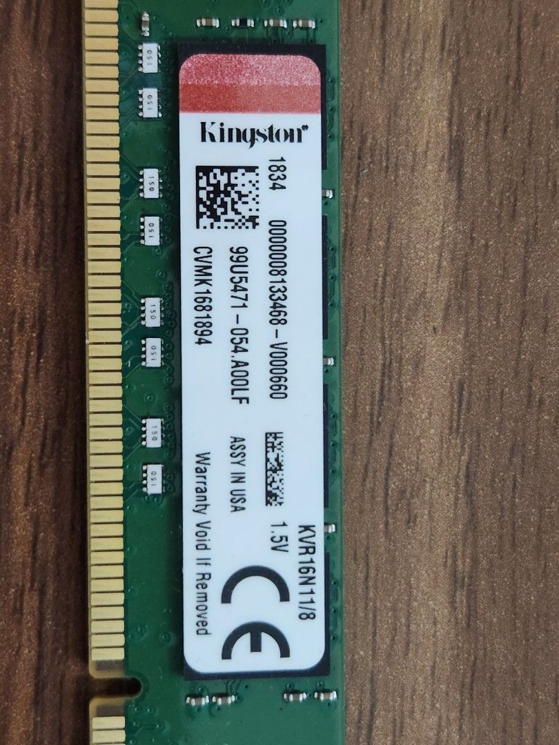 Kingston 8GB DDR3 RAM x 2 (KVR16N11/8), Computers & Tech, Parts ...