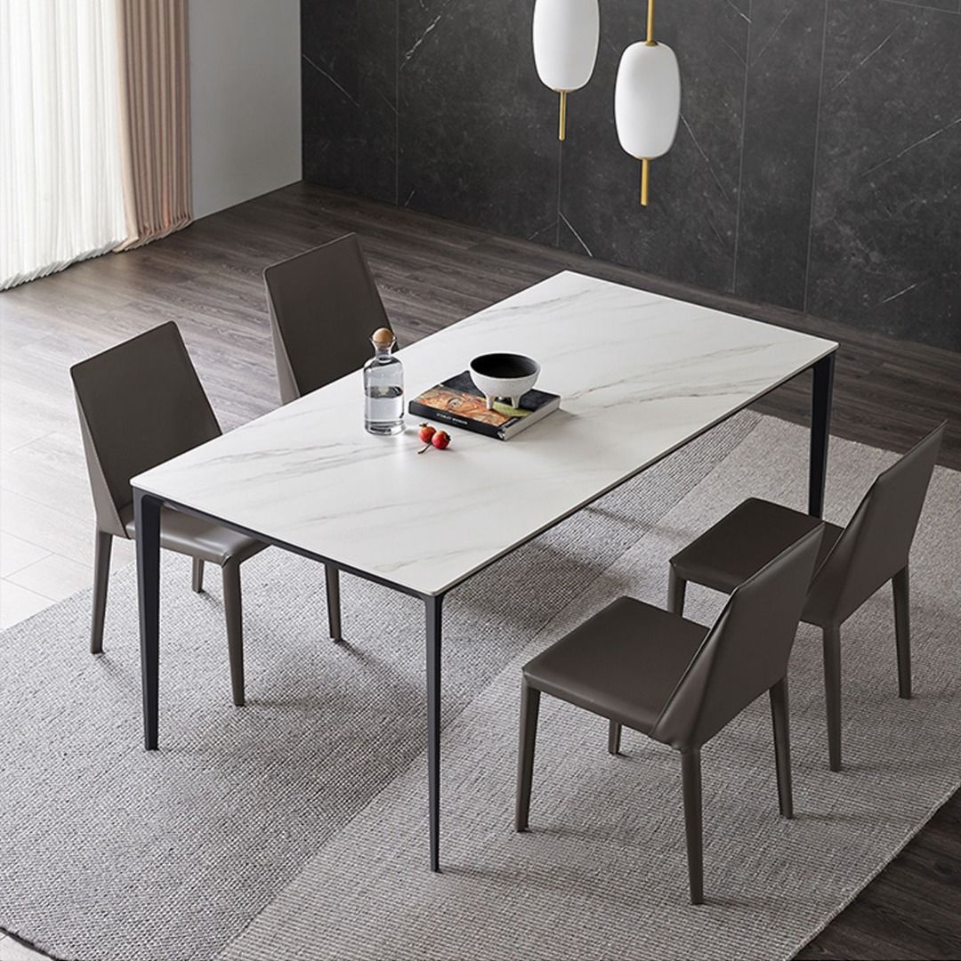 Modern Aluminium Sintered Stone Dining Table, Furniture & Home Living ...