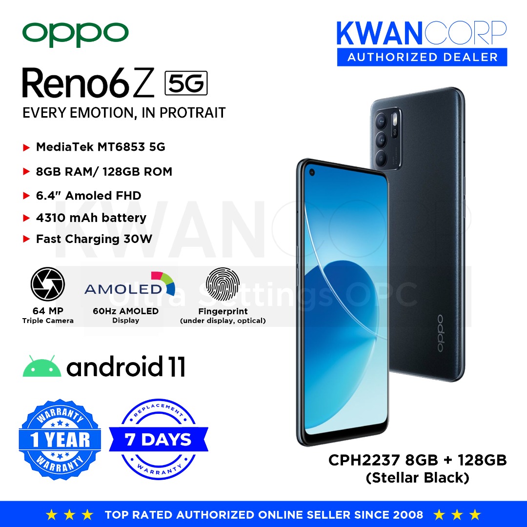 Oppo Reno 6 Z CPH2237 8GB + 128GB Black MediaTek Dimensity MT6853 8GB ...