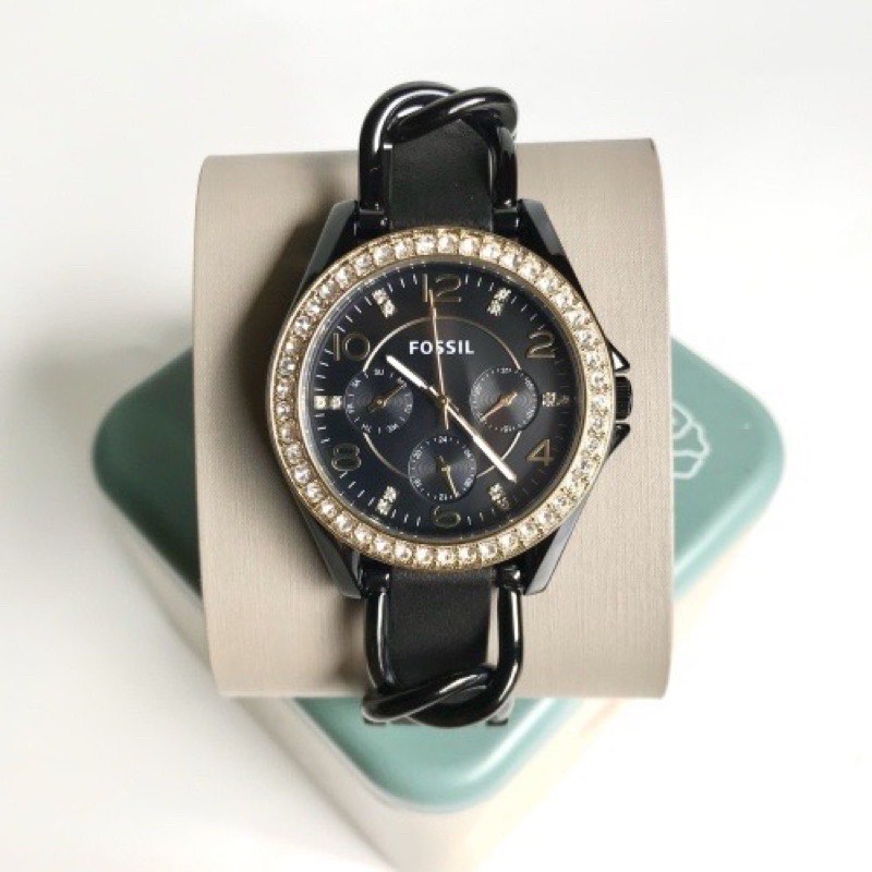 Original 100% Fossil Watch Riley Black ES3696, Fesyen Wanita, Jam ...