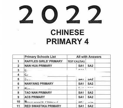 2022 P4 Top School Exam Papers - Chinese & Higher Chinese, Hobbies ...