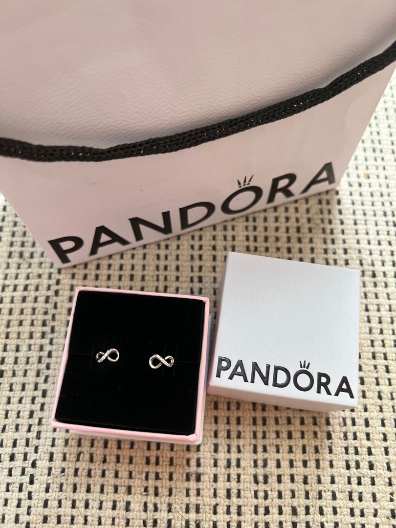 Pandora Sparkling Infinity Stud Earrings, Women's Fashion, Jewelry ...