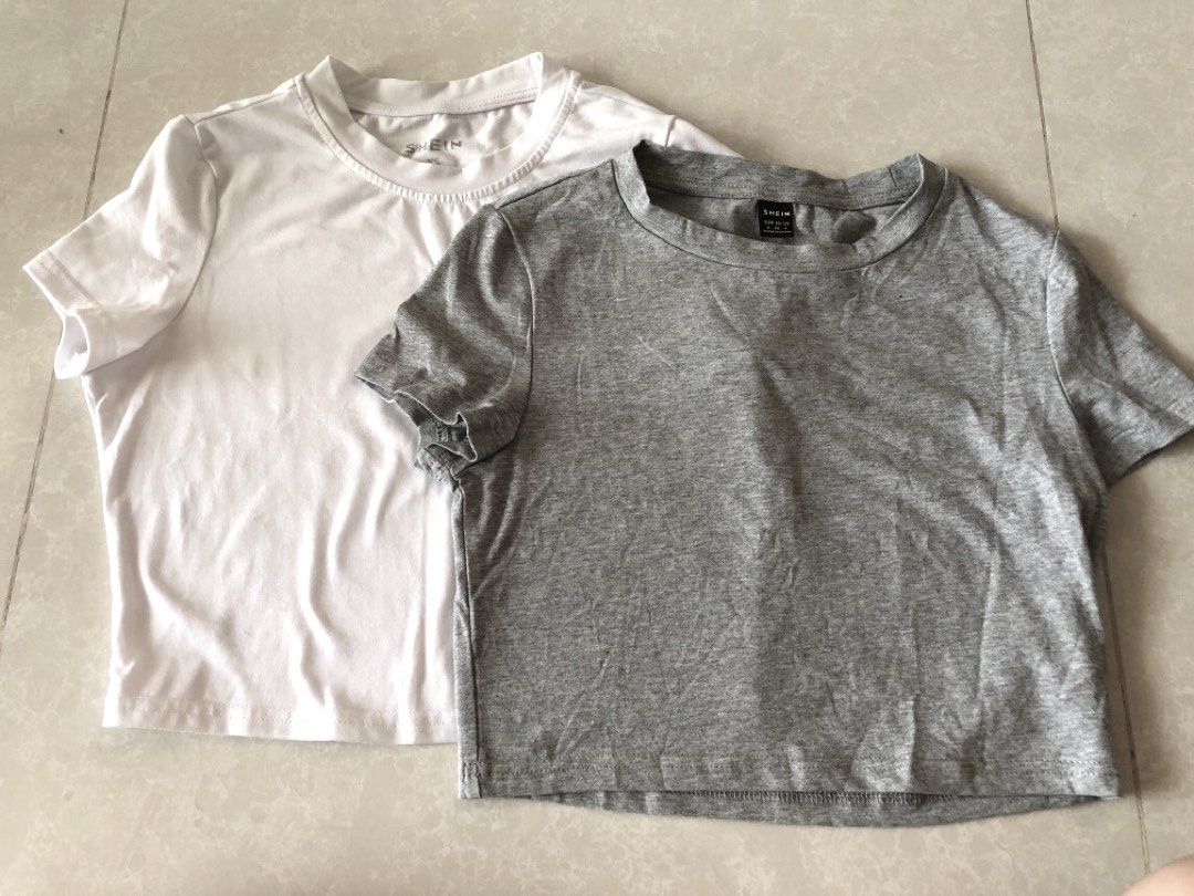 Plain crop tops (white and grey), Women's Fashion, Tops, Shirts on ...