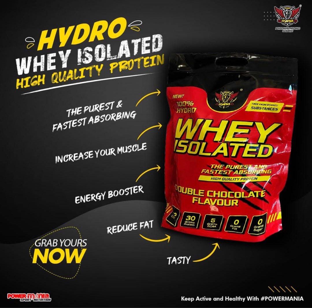 Power Mania Hydro Whey, 5lbs, Health & Nutrition, Health Supplements ...