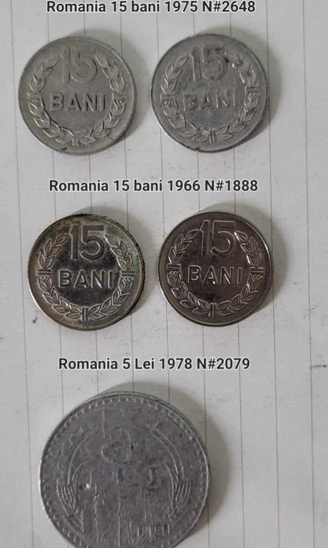 Multiple lisitings : Romania coins 15 bani , 5 Lei , 500 Lei , 1000 Lei ...