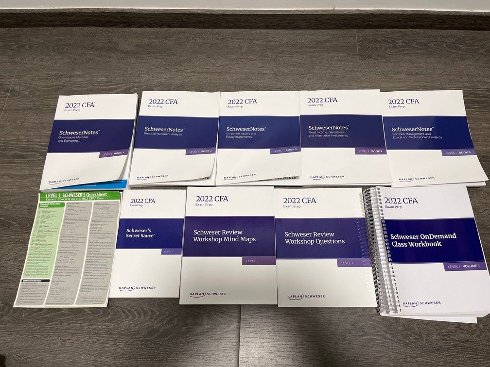 Schweser CFA level 1 2022 premium package (notes, quicksheet, secret ...