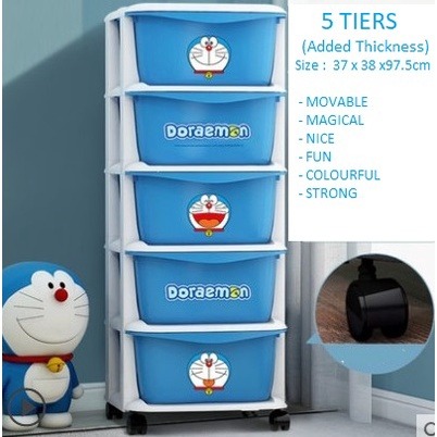 (SG Ready) Doraemon (Cartoon) 5 Tiers Movable Drawers / Portable ...