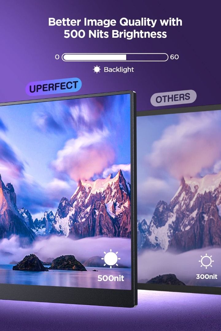 [sg stock] Portable Monitor 2K 16.1’’, UPERFECT 500 Nits 10 Bit ...