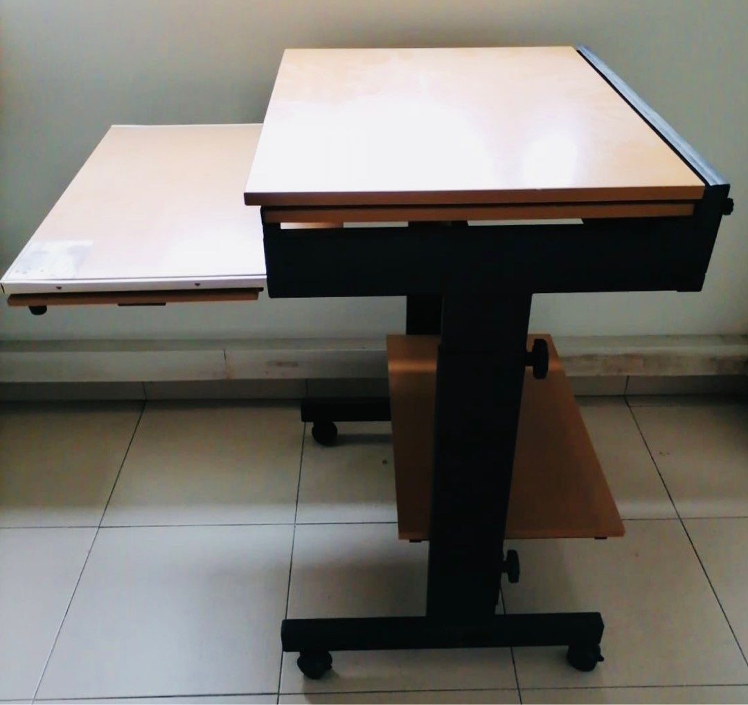 Solid Wood Computer Table with Wheels and Extendable Compartment ...
