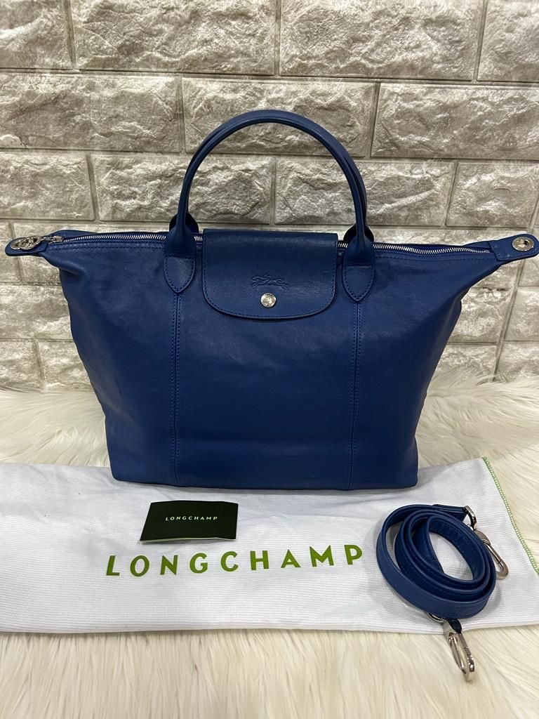 Tas Wanita Authentic Tote Bag Long Champ LC Cuir Medium Branded ...