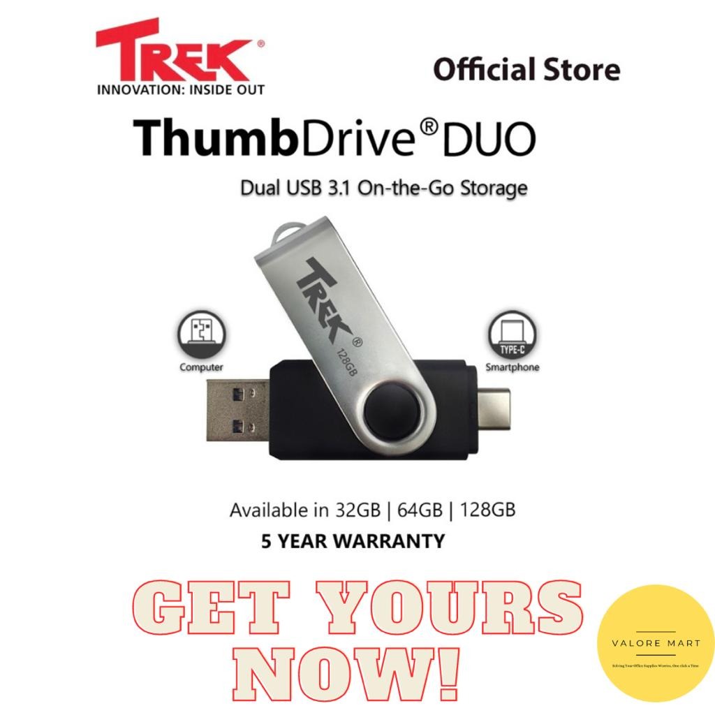 Trek Duo Thumbdrive Dual Drive USB 3.1 Type-C Flash Drive - 32GB 64GB ...