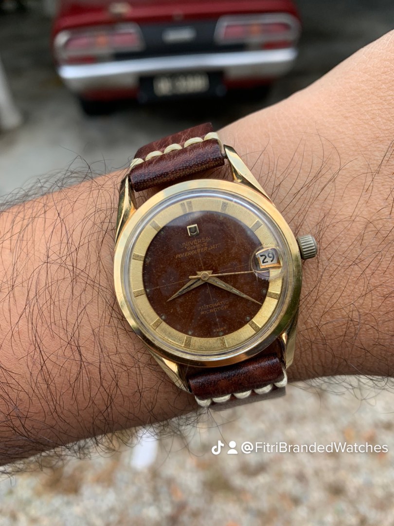 TROPICAL DIAL UNIVERSAL GENEVE POLEROUTER DATE MICRO ROTOR 14K GOLD ...