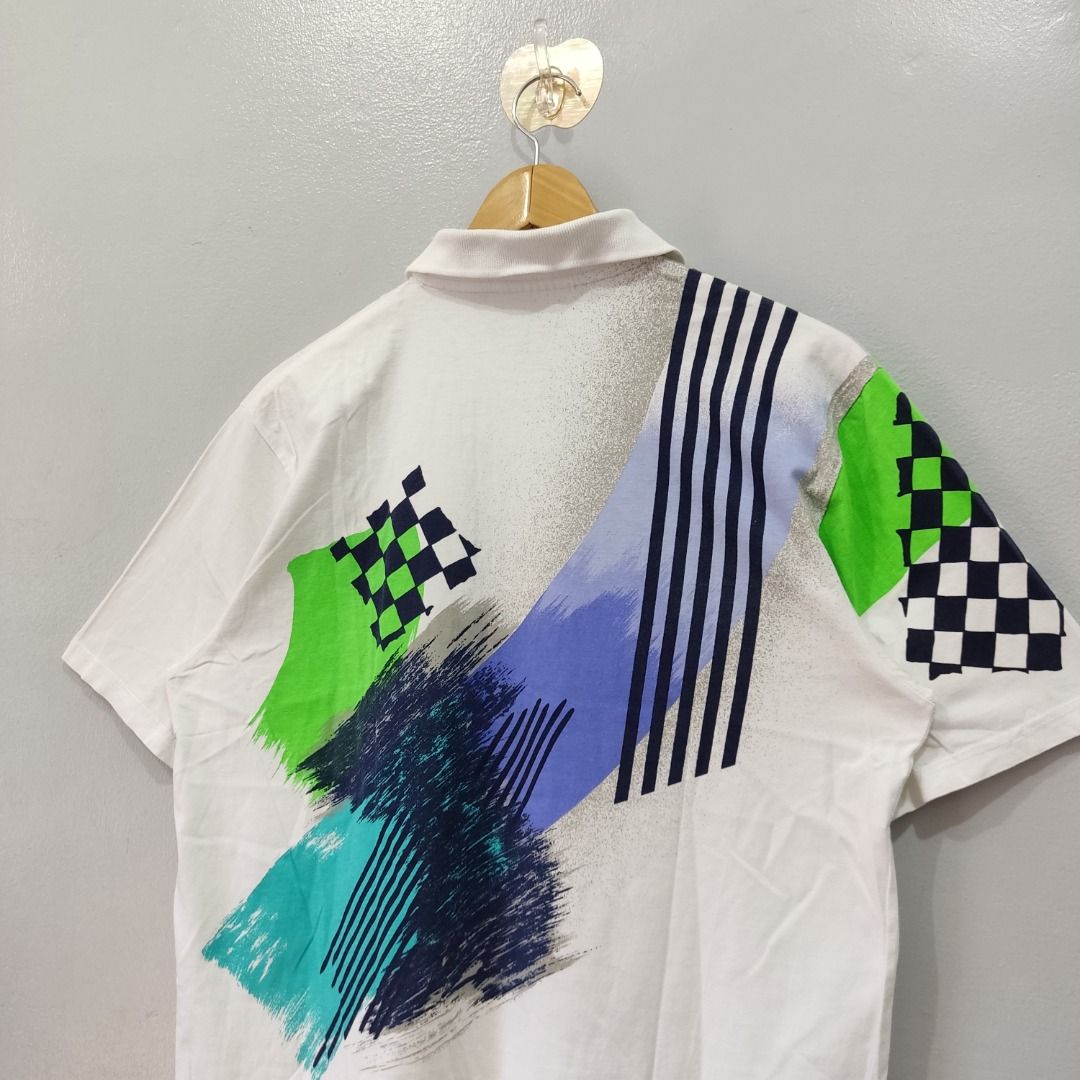 Vintage 80s Adidas Checkerboard Paint Pattern Polo Shirt on Carousell