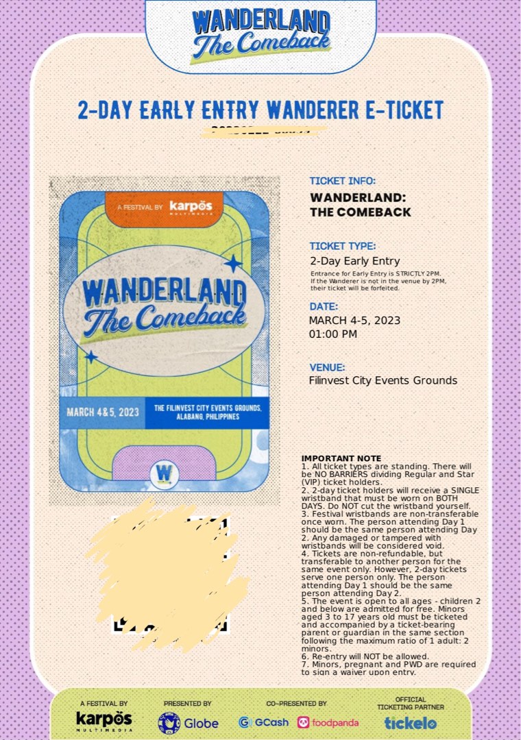 Wanderland Ticket, Tickets & Vouchers, Event Tickets on Carousell