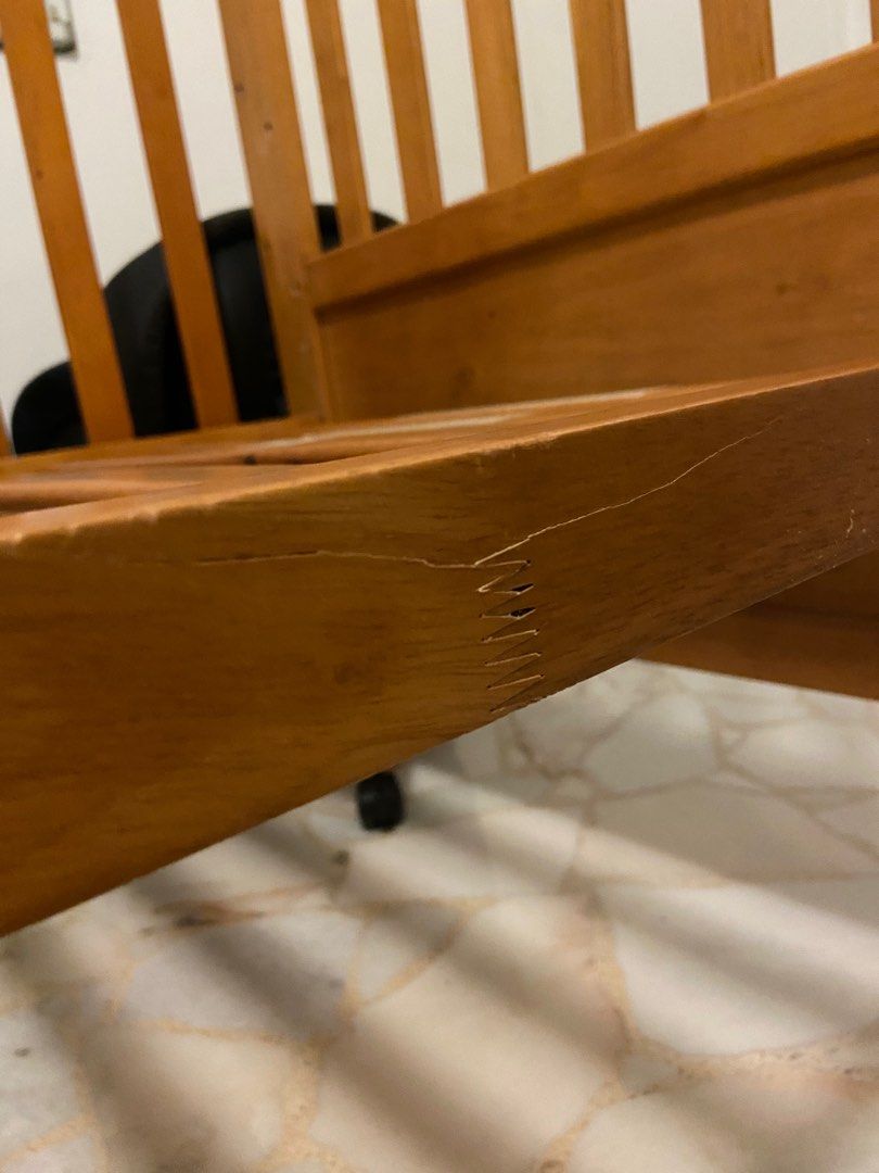 Wooden Cot - Frame Cracked before but Repaired, Babies & Kids, Baby ...