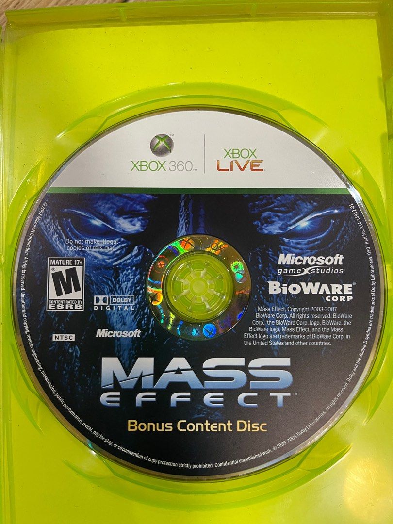 XBOX 360 Live Mass Effect Bonus Content Disc, Video Gaming, Video Games ...