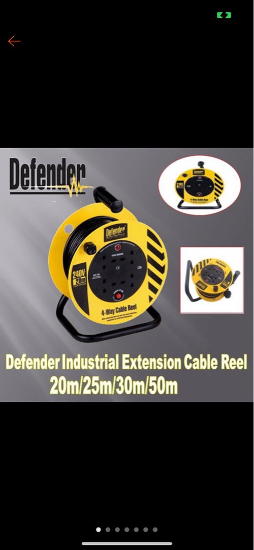 DEFENDER INDUSTRIAL EXTENSION CABLE REEL/ 13A BOX CASSETTE INDUSTRIAL ...