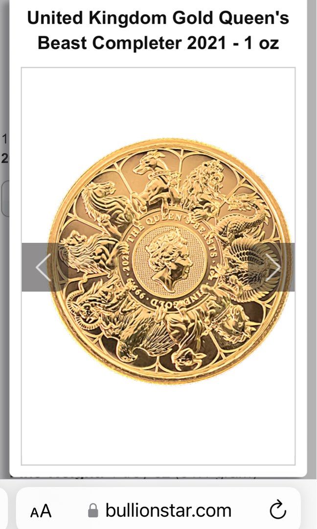 1 oz Queen Beast Gold Coin, Hobbies & Toys, Memorabilia & Collectibles ...