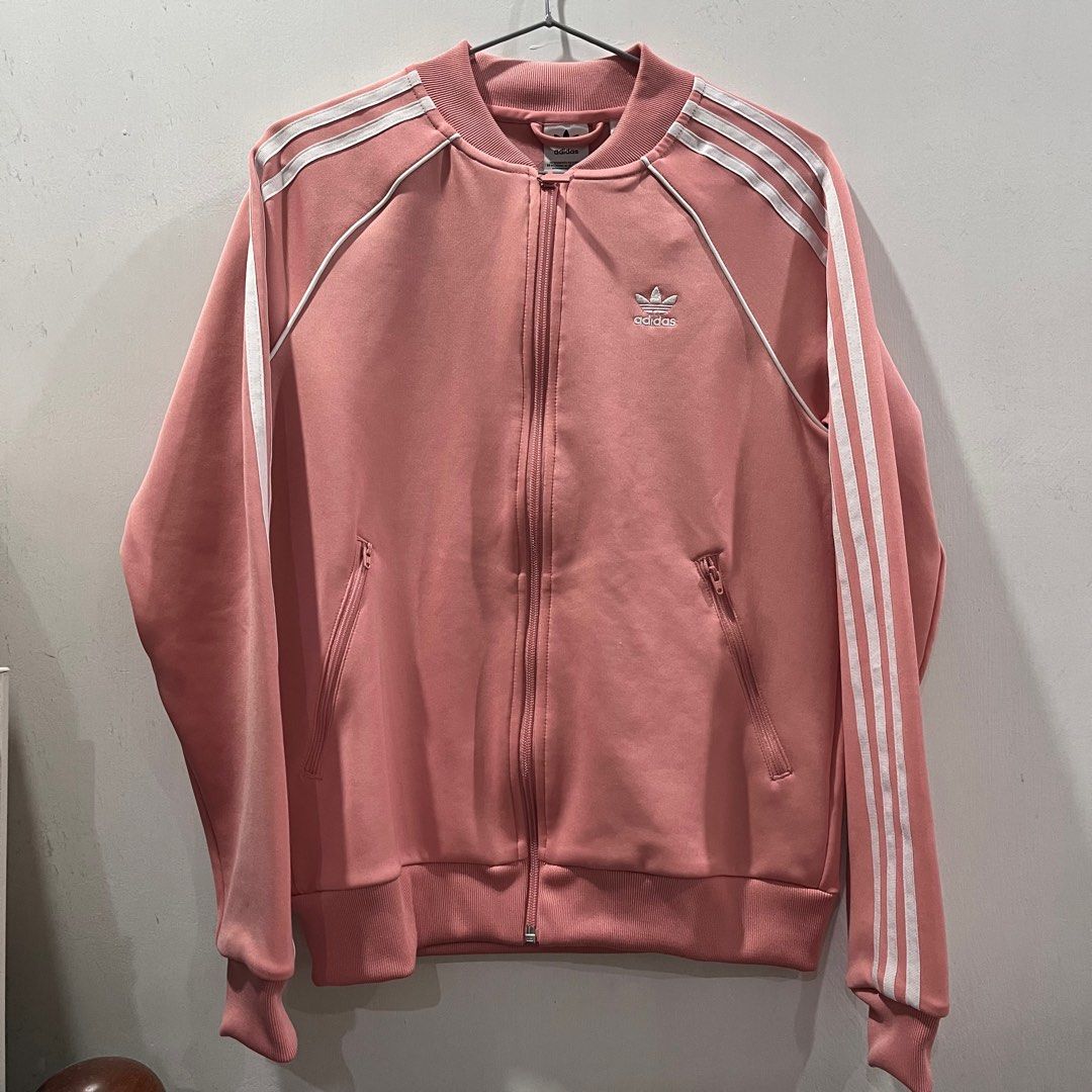Adidas Originals Rose Salmon Coral Pink Long Sleeve Zip Up Superstar ...