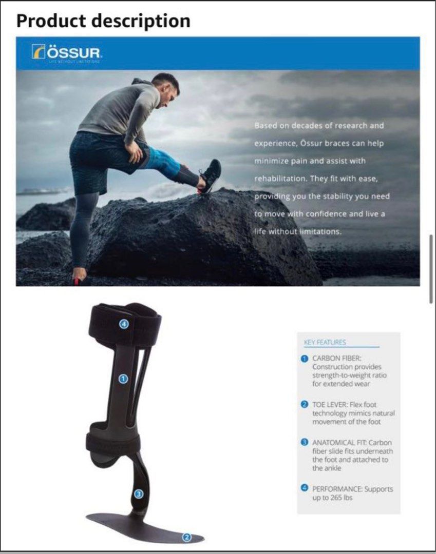 AFO- Carbon type , foot orthosis, Health & Nutrition, Braces, Support ...