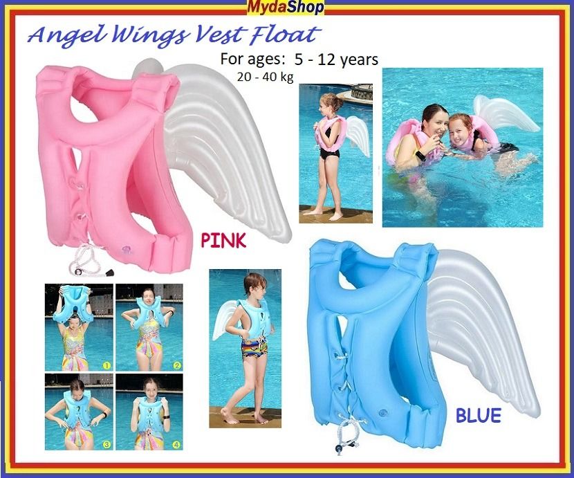 ANGEL WINGS Kids Float Swimming Pool Vest. Pelampung Badan, Babies & Kids, Going Out, Other ...