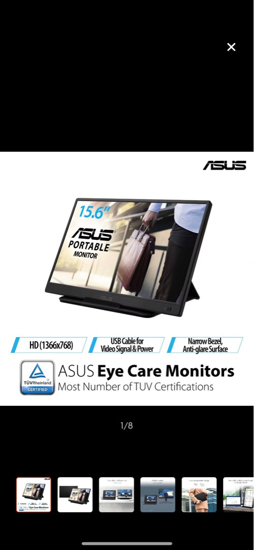 ASUS portable monitor MB165B, Computers & Tech, Parts & Accessories ...