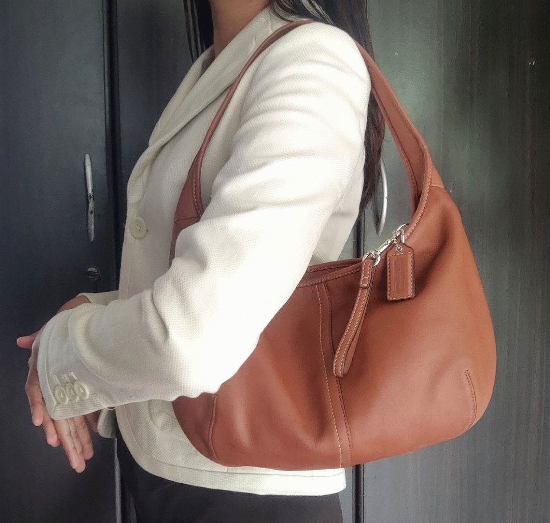 Authentic Coach Camel Leather Hobo Bag with Blue Lining with freebie on ...