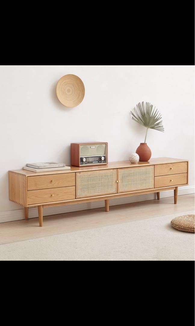 Beautiful rattan & oak TV cabinet, Furniture & Home Living, Furniture ...
