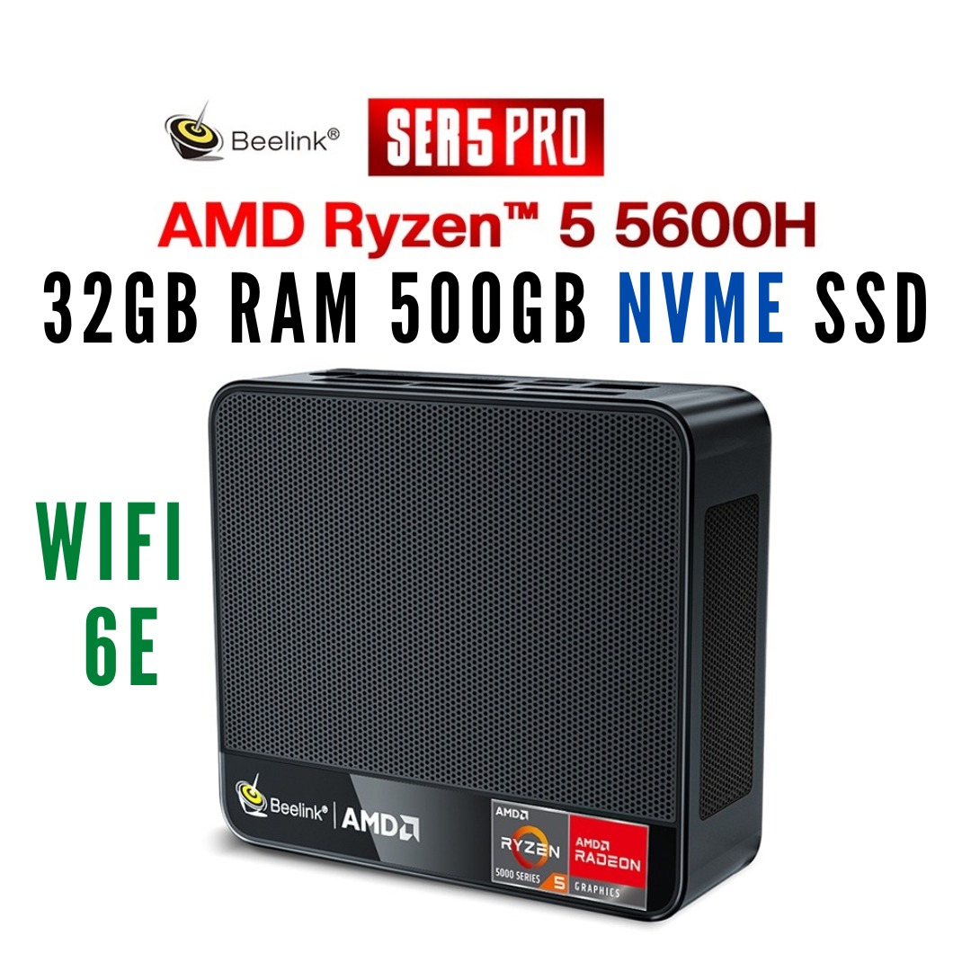 Beelink SER5 Pro AMD Ryzen 5 5600H Windows 11 Pro WiFi 6E Mini PC 16GB ...